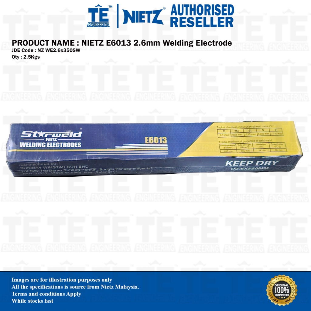 NIETZ Starweld E6013 2.6mm Welding Electrode ( 2.5kgs per box ...