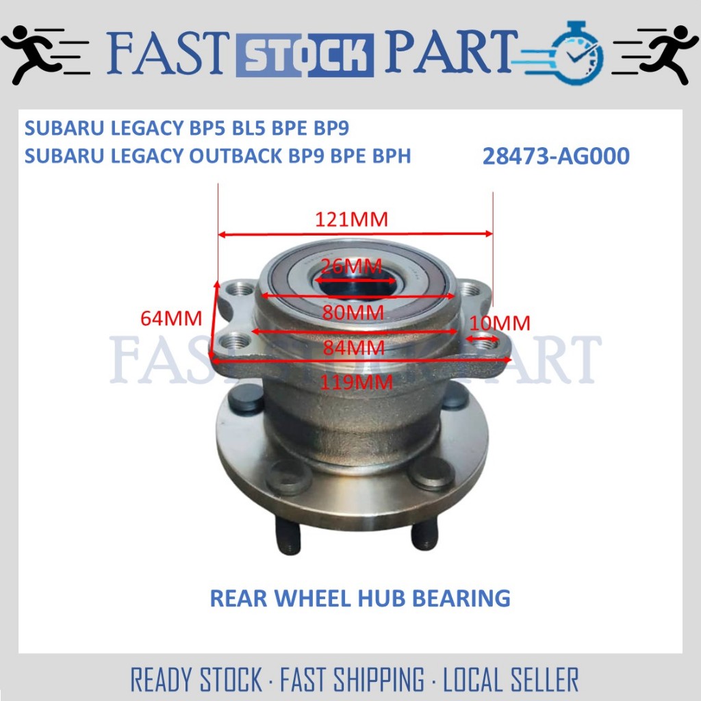 1PC REAR WHEEL HUB BEARING - 28473-AG000 SUBARU LEGACY BP5 BL5 BPE BP9 ...