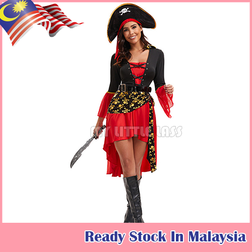 MYLITTLELASS Kostum Cosplay Lanun Jack Sparrow Wanita Dewasa Pirates of ...
