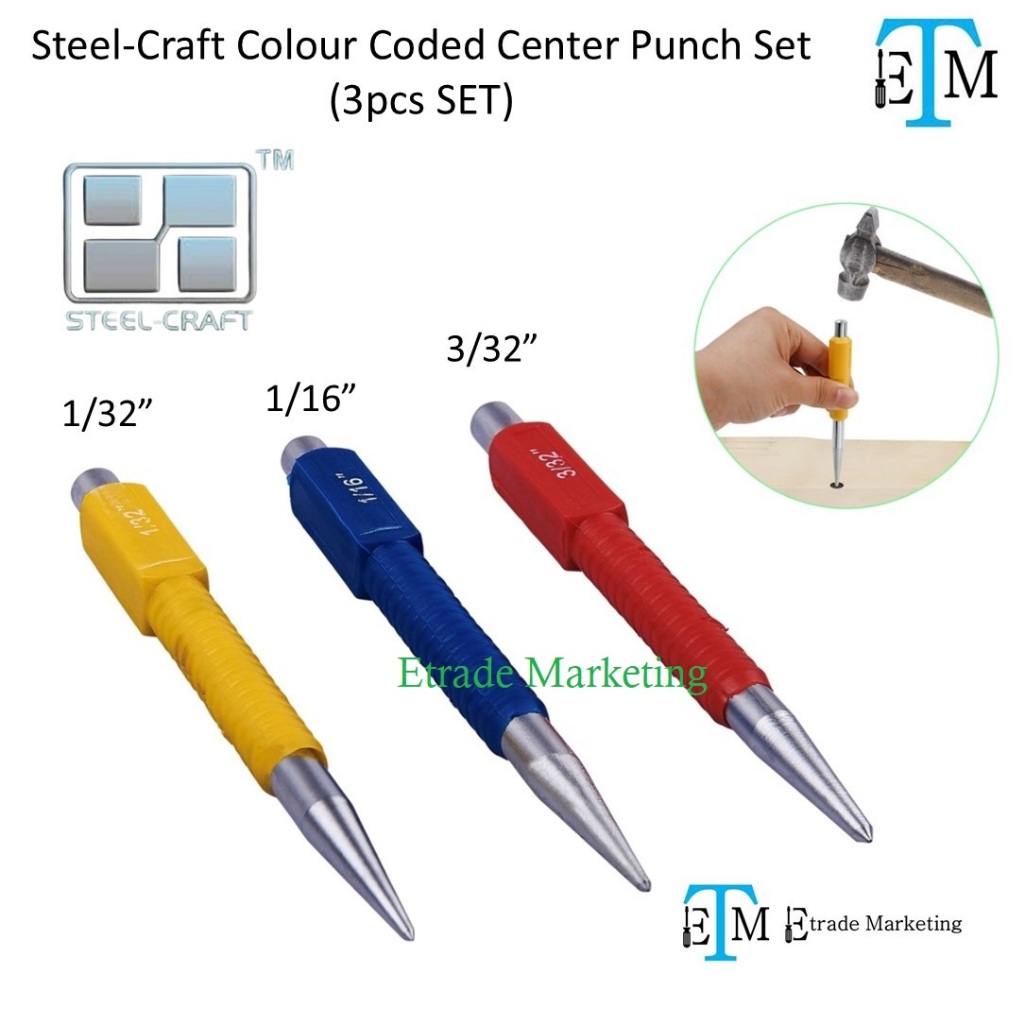 Steel-Craft Colour Coded Center Punch Set Centre Punch Set 3pcs SET ...