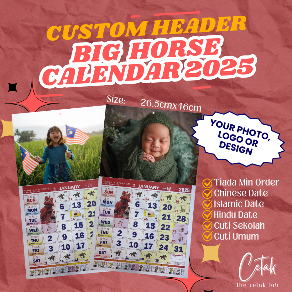 [No Min Order] Big Kalendar Kuda Wall Calendar 2025 [Custom Header ...