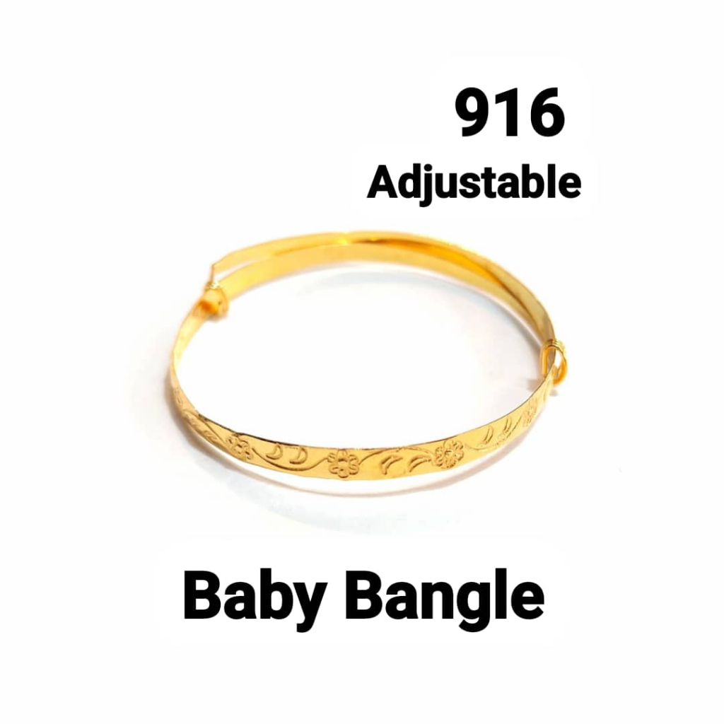 Wing Sing Gelang Tangan Emas 916 Gold Classic Adjustable Baby Bangle / Gelang Baby Bayi Emas 916 ...