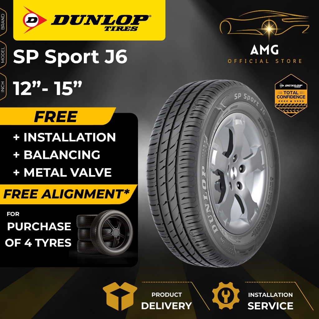Dunlop SP Sport J6 Car Tyre (FREE INSTALLATION/DELIVERY) 12 13 14 15 ...