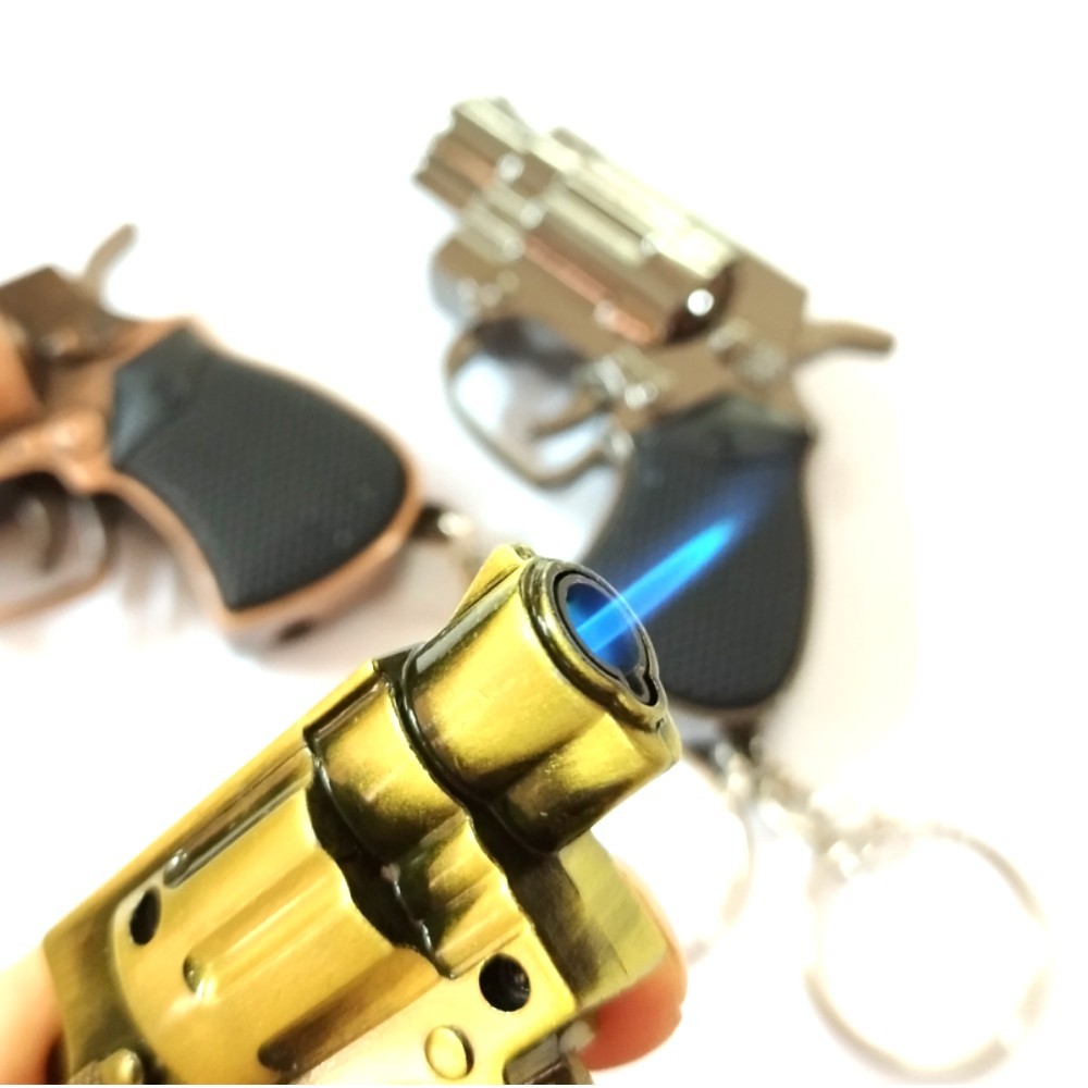 Key Chain Magnum Revolver Pistol Gun Jet Flame Butane Gas Lighter ...
