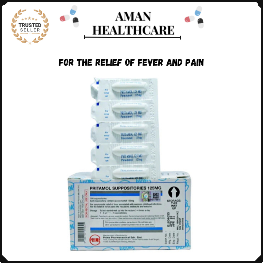 PRITAMOL SUPPOSITORIES 125MG (PARACETAMOL) 5's | Shopee Malaysia
