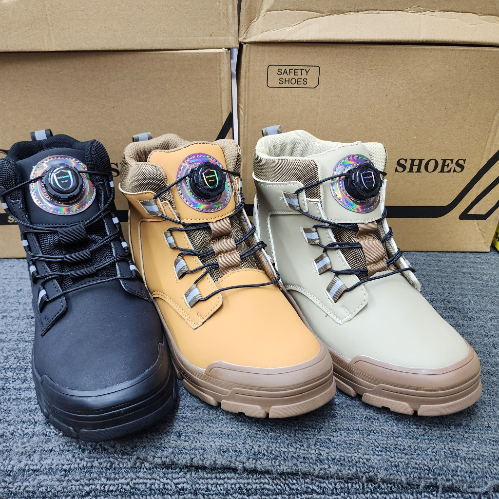 PRO Safety Sport Shoes 680 Black Yellow Green Mid Cut Racthet Lock ...