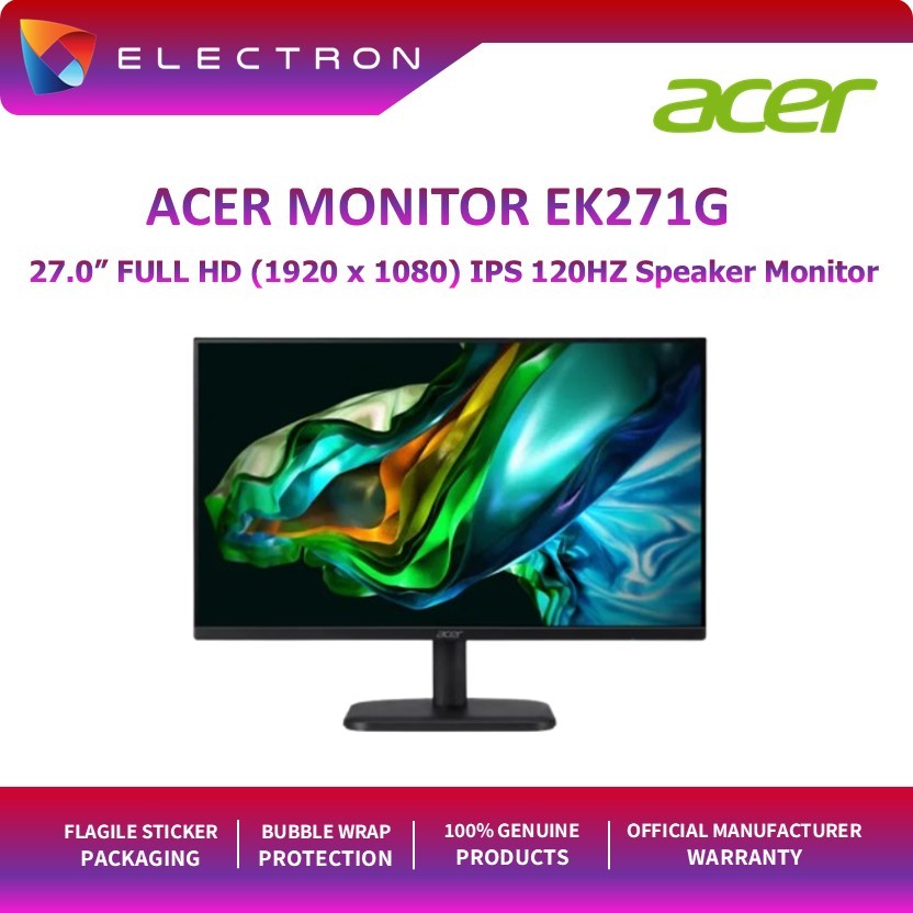 Acer EK271G 27'' FHD 120Hz Flat Monitor ( Speaker, HDMI, VGA, 3 Yrs ...