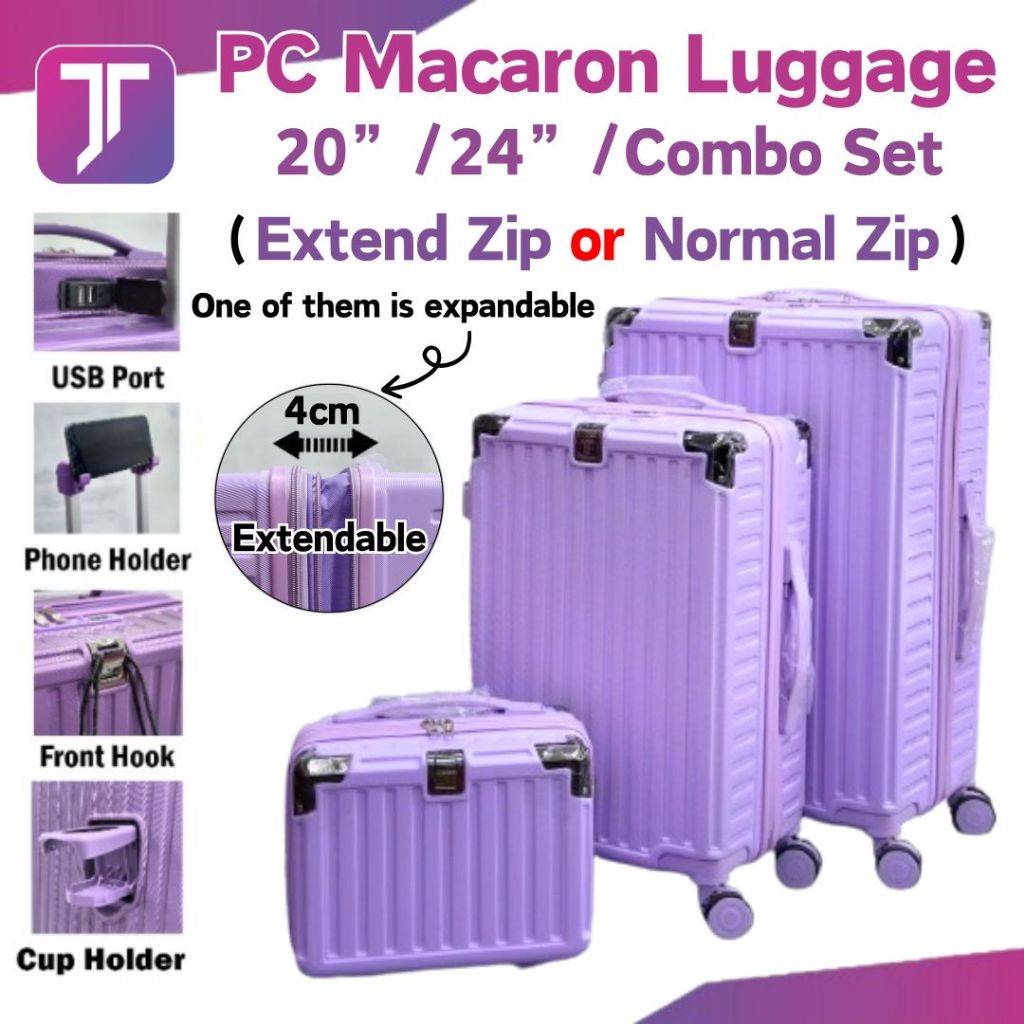 Jtravel Macaron PC Material High Quality Luggage（20”/24” or Normal Zip ...