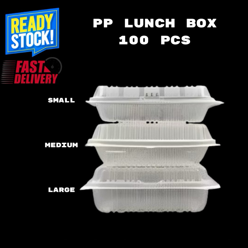 [100pcs] TAPAU DISPOSABLE PP LUNCH BOX / Take Away Food Delivery ...