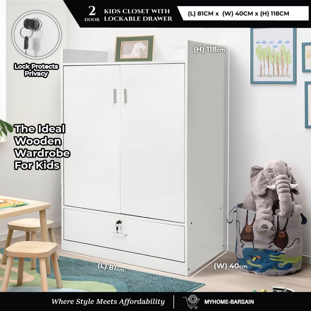 MYHOME | MODERN MULTIPURPOSE KIDS WARDROBE | ALMARI BAJU | DRAWER WITH ...