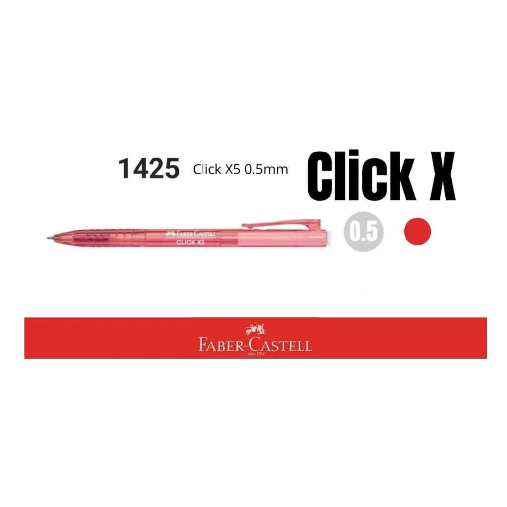 Faber Castell Click X Ball Pen Click X5 0.5mm 1425 (Red) | Shopee Malaysia