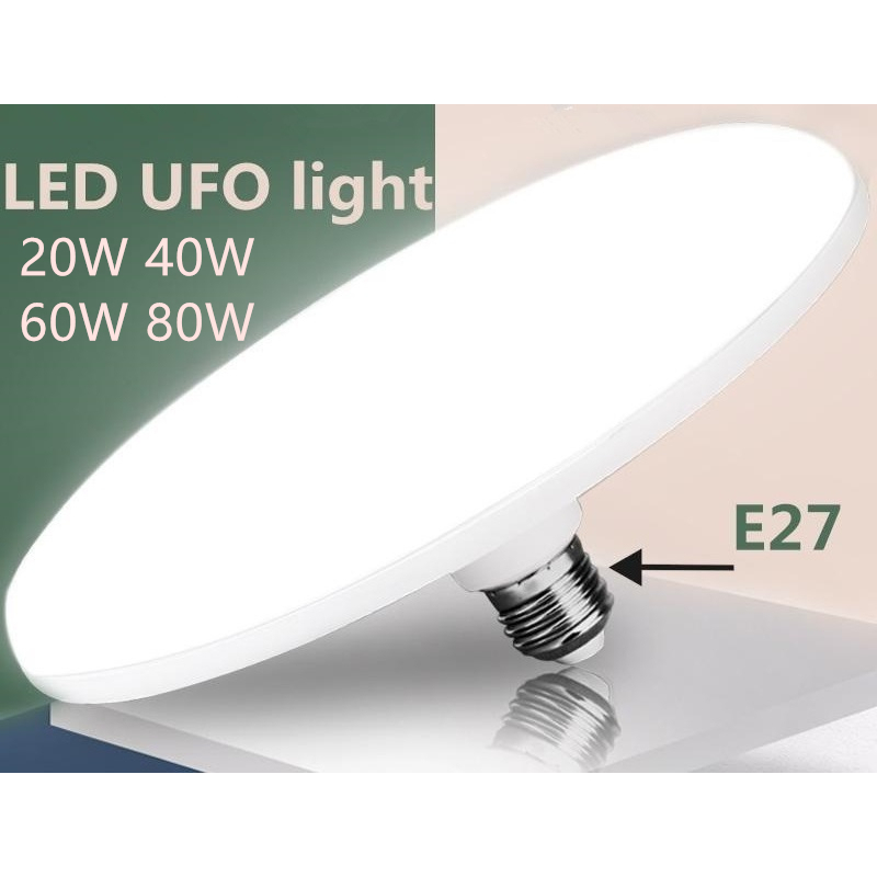 LED UFO Bulb 20W 40W 60W 80W Water Resistance Ceiling Light Lampu ...
