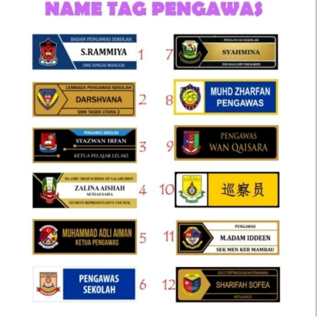 NAME TAG SEKOLAH/PENGAWAS/SPBT/PRS/PSS/ARCYLIC | Shopee Malaysia