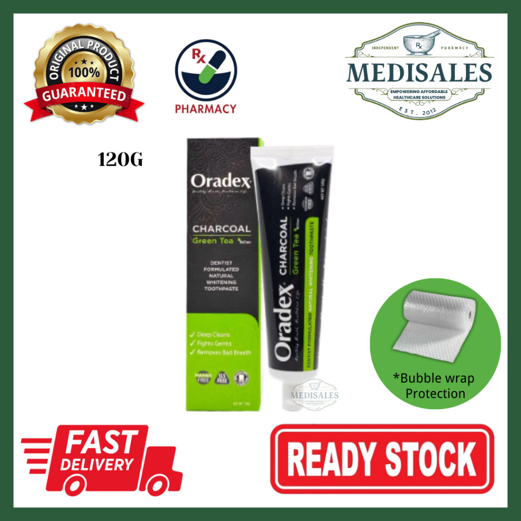 ORADEX CHARCOAL GREEN TEA WHITENING TOOTHPASTE 120G (EXP 02/2027 ...