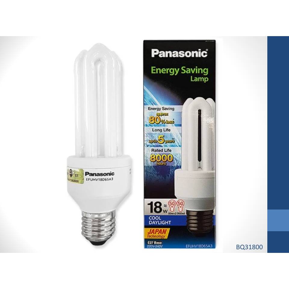 Panasonic 18W 3U E27 PLCE Blub (Cool Daylight) Energy Saving Lamp 省电电泡 ...