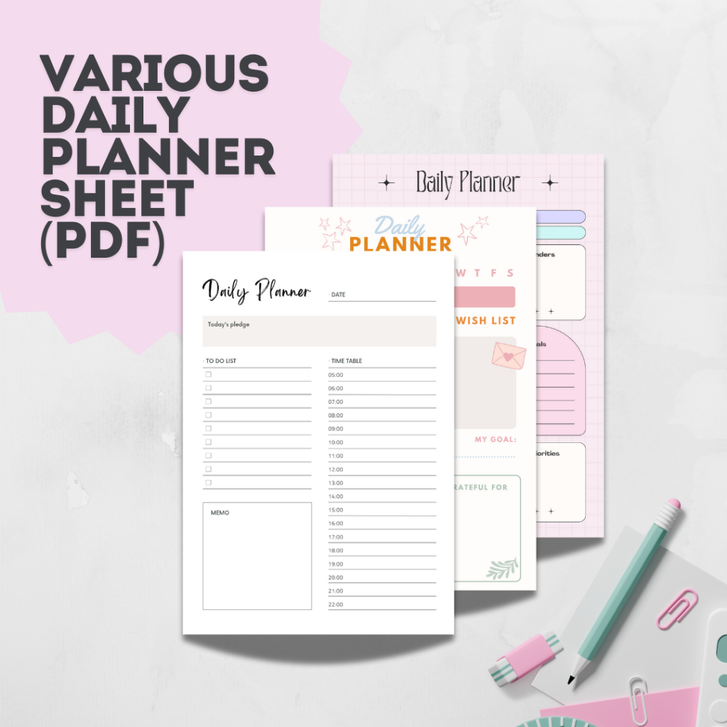 Various Printable Daily Planner Sheet (PDF Download) | Shopee Malaysia