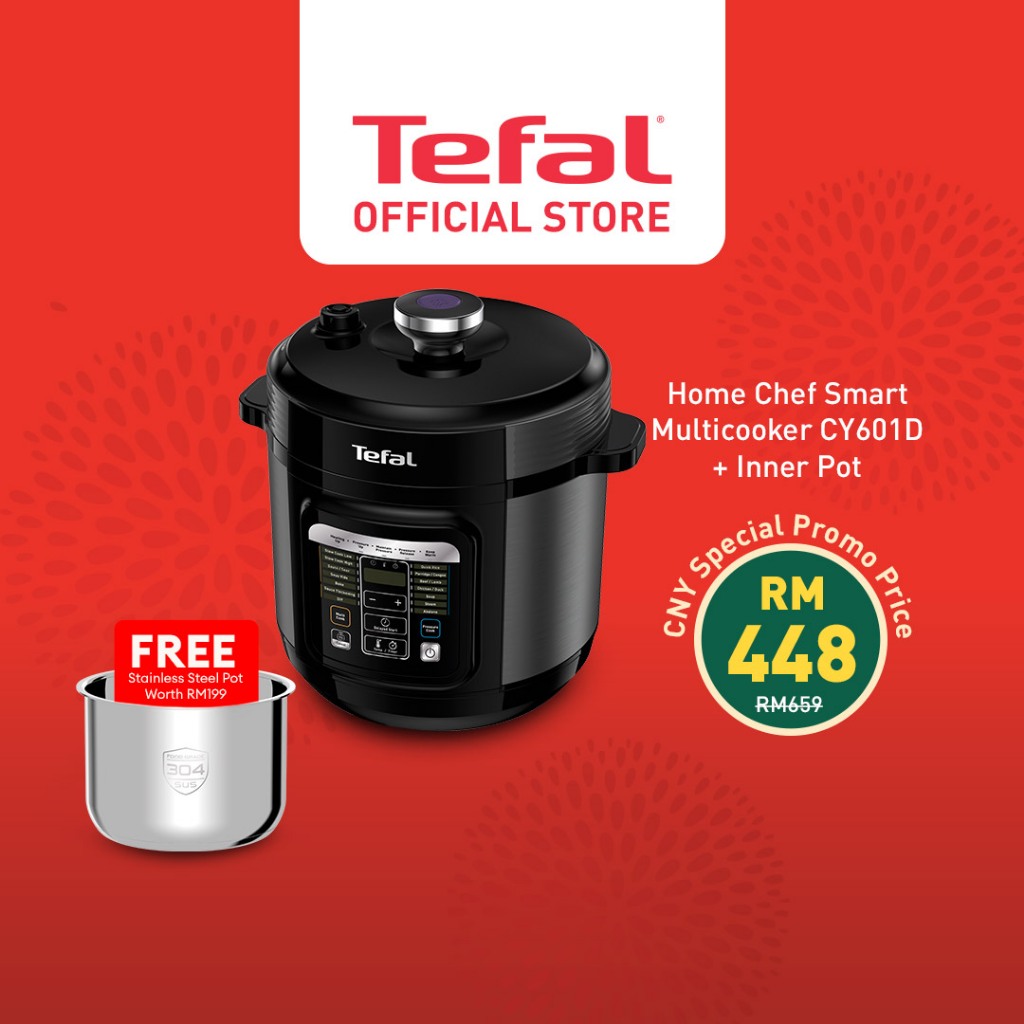 Tefal Home Chef Smart Multicooker (6L) [Free SS Inner Pot] CY601 + XA622D | Shopee Malaysia