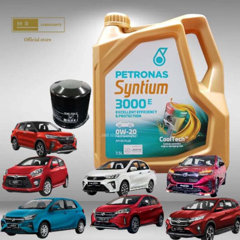 PETRONAS Syntium 3000E Fully Synthetic 0W20 (3.5L) free oil filter Perodua Axia/Bezza/Alza 2022 ...