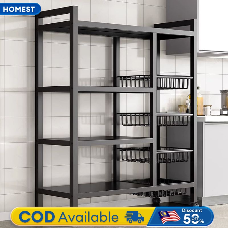 3/4/5Tier Stainless Steel Kitchen Rack Vagetable&Fruit Basket Rak ...