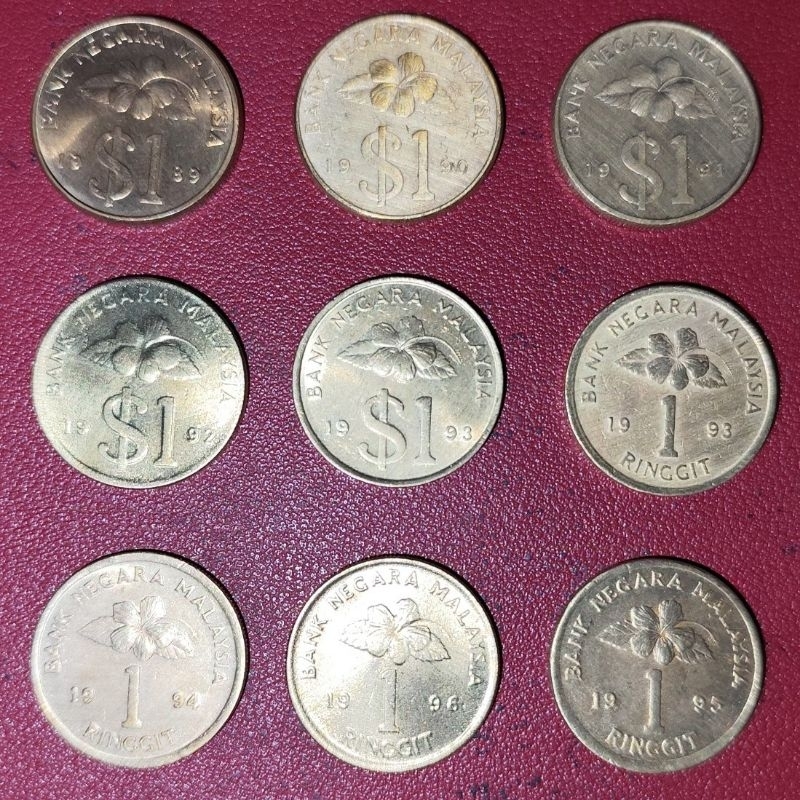 Complete Set Syiling Malaysia $1 RM1 Emas | 1989 hingga 1996 | Shopee ...
