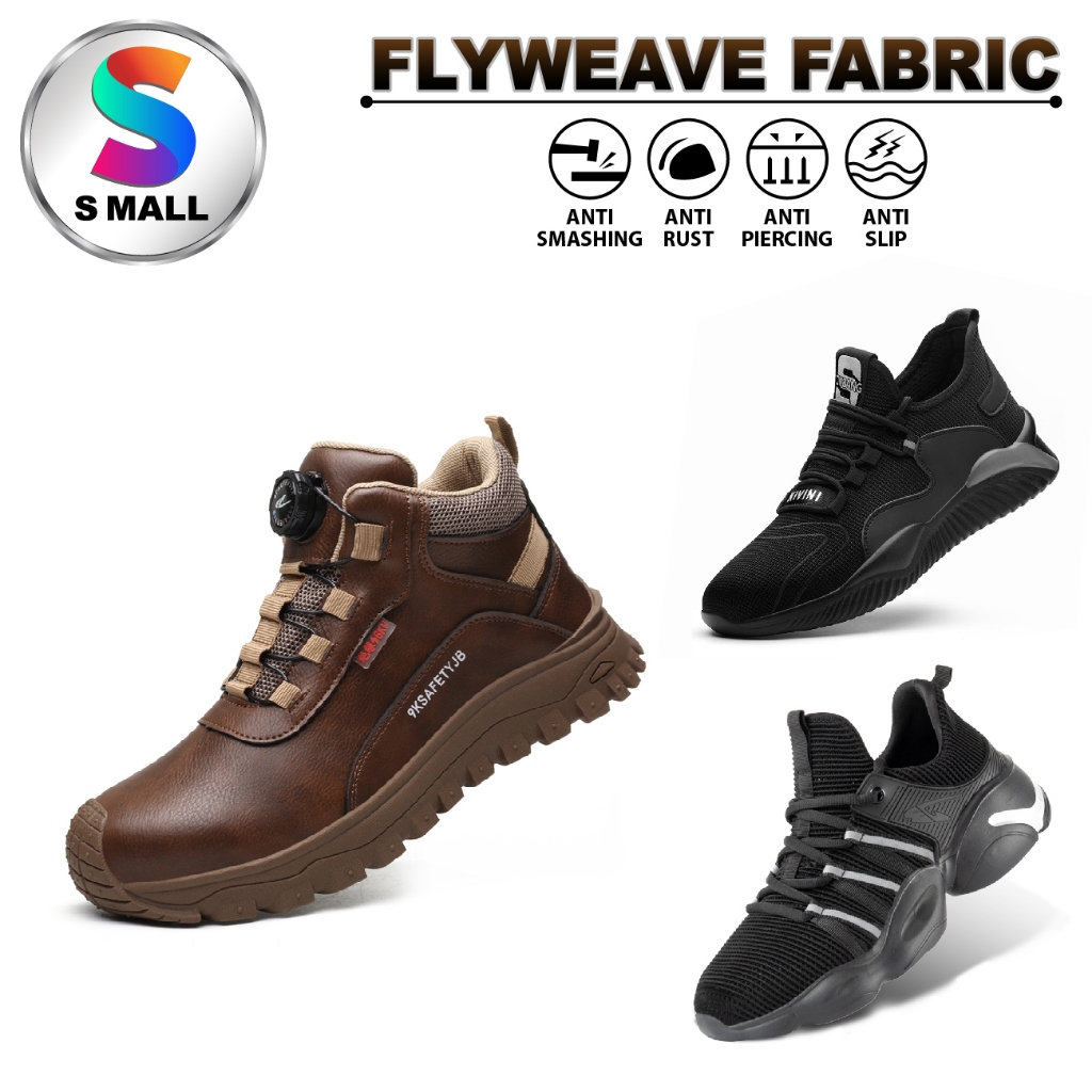 S MALL Safety Shoes Flying Woven Protective Work Shoes -797 (Black Grey ...
