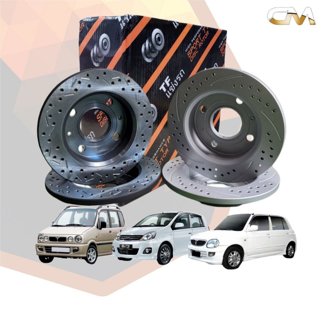 ORIGINAL TF SLOTTED & DRILLED SPORT DISC ROTOR FOR PERODUA KELISA ...