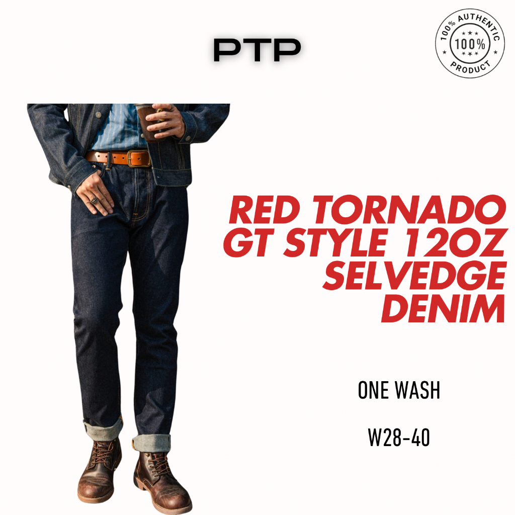 Red Tornado GT Style 12oz Selvedge Denim One Wash Jeans | Shopee Malaysia