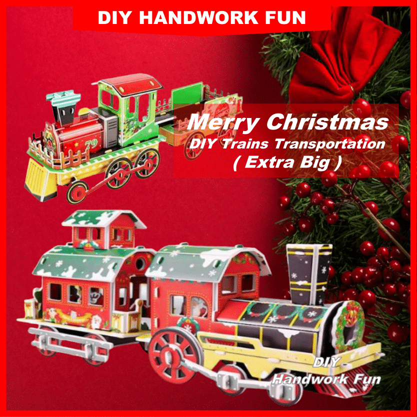 DIY 3D Merry Christmas Trains Transportation Big Puzzle Assembled ...