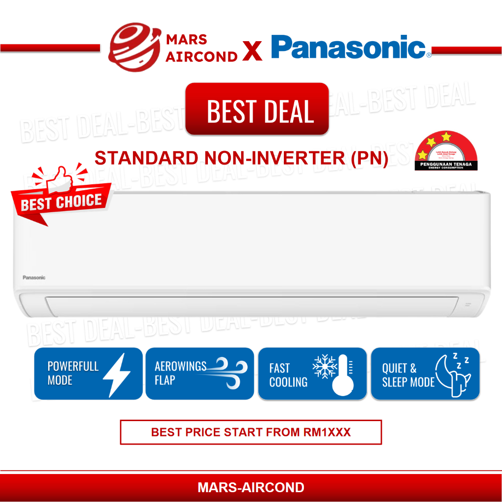 Panasonic Aircond Standard Non-Inverter R32 PN Series (1HP, 1.5HP, 2HP ...
