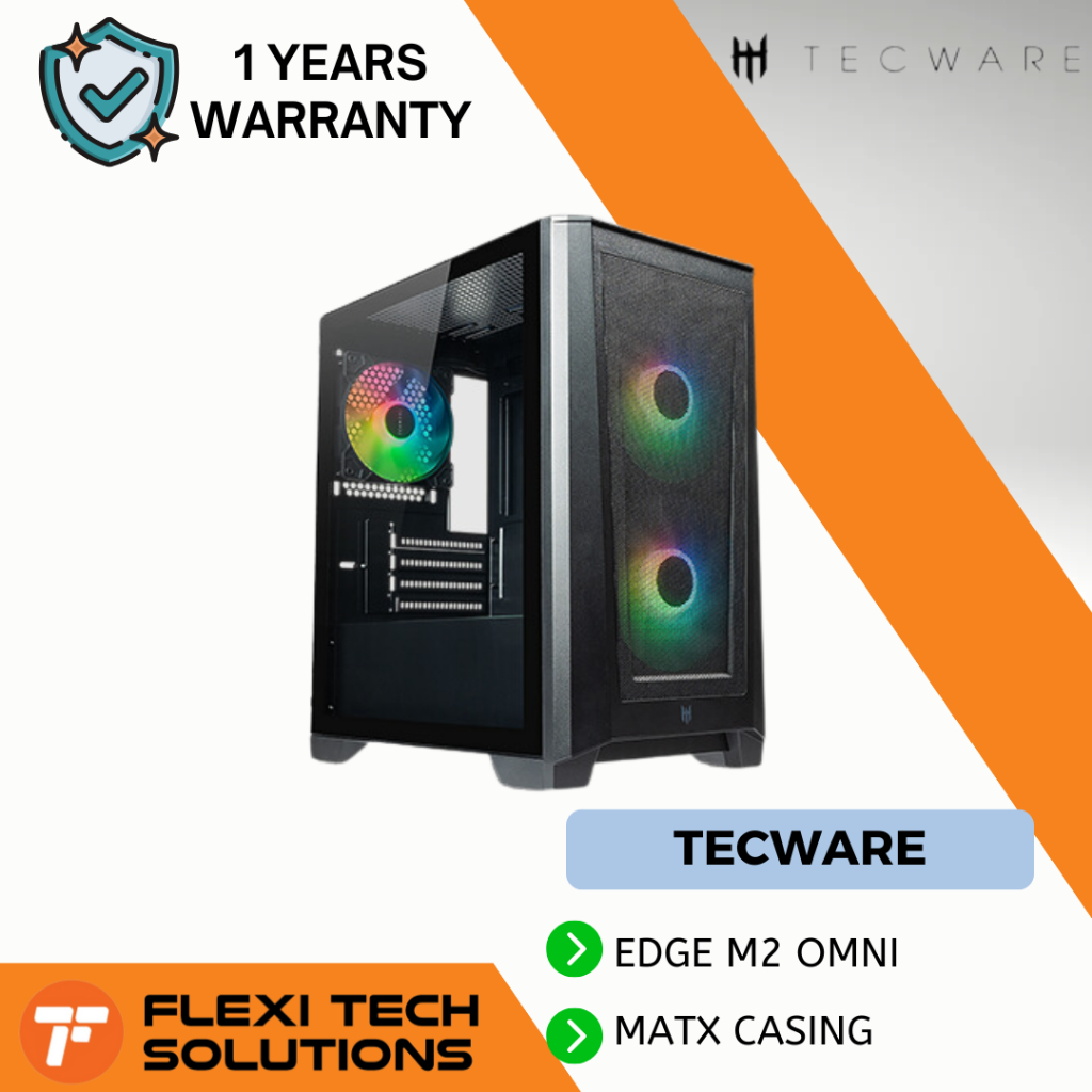 Flexi Tech Tecware Edge M2 Omni TG ARGB MATX Case - Black | Shopee Malaysia