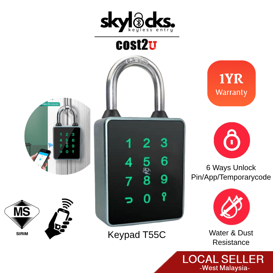 skylocks Smart Keypad | T55C (App Key Lock Box Pin Padlock WIFI Lock ...