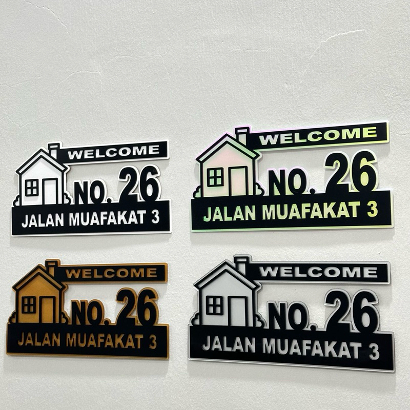 Custom Made Number Plate Rumah Aryclic 5MM modern House Plate Alamat ...