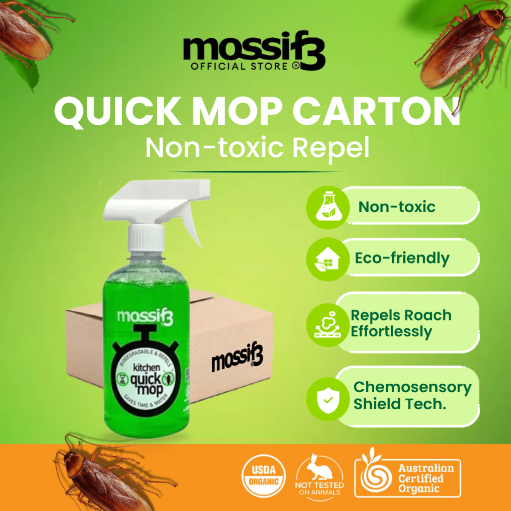 (CARTON) Quick Mop Natural Floor Cleaner Anti Cockroach 12 x 480ml Spray Lantai Halau Lipas ...