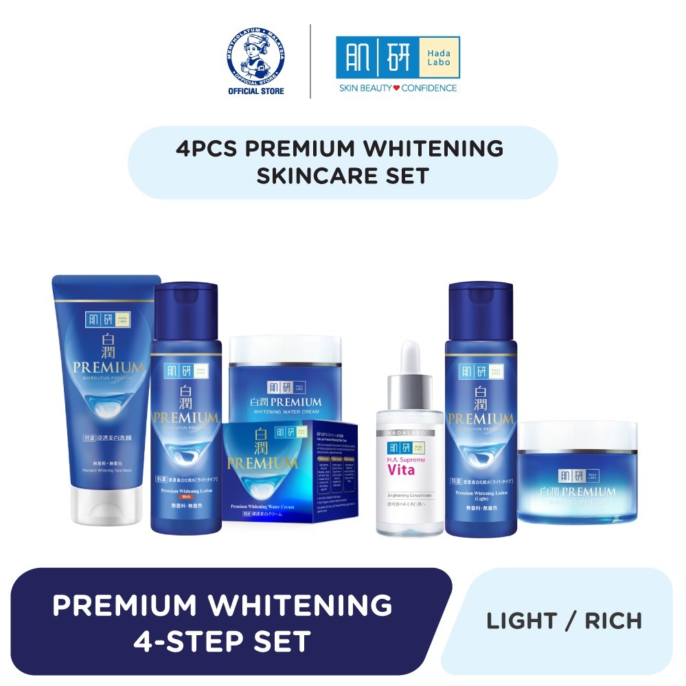 Hada Labo 4 Pcs Set - Premium Whitening Light / Rich [Brightening ...