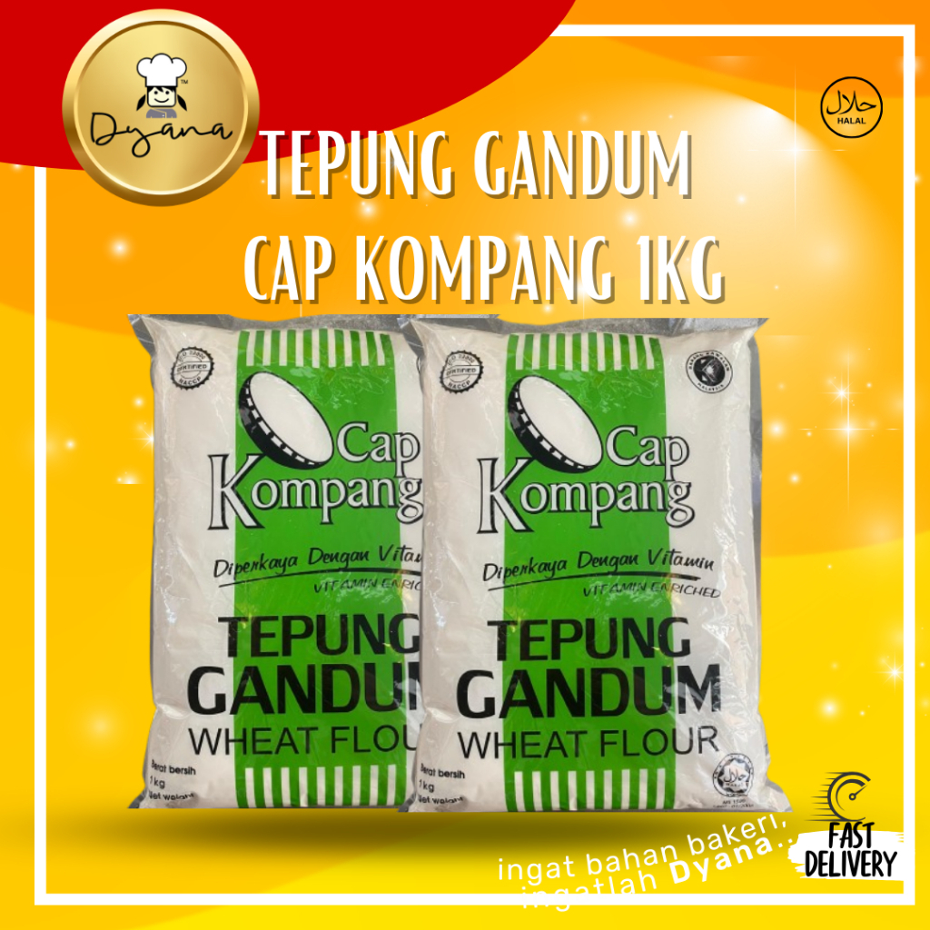Tepung Gandum Cap Kompang 1kg | Wheat Flour 1kg | Shopee Malaysia