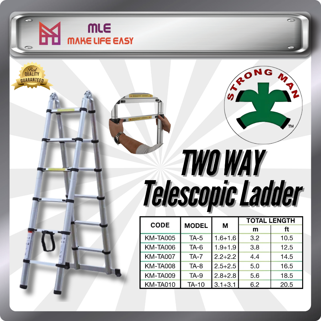 STRONGMAN (DOUBLE) I-TYPE TWO WAY TELESCOPIC LADDER | Shopee Malaysia