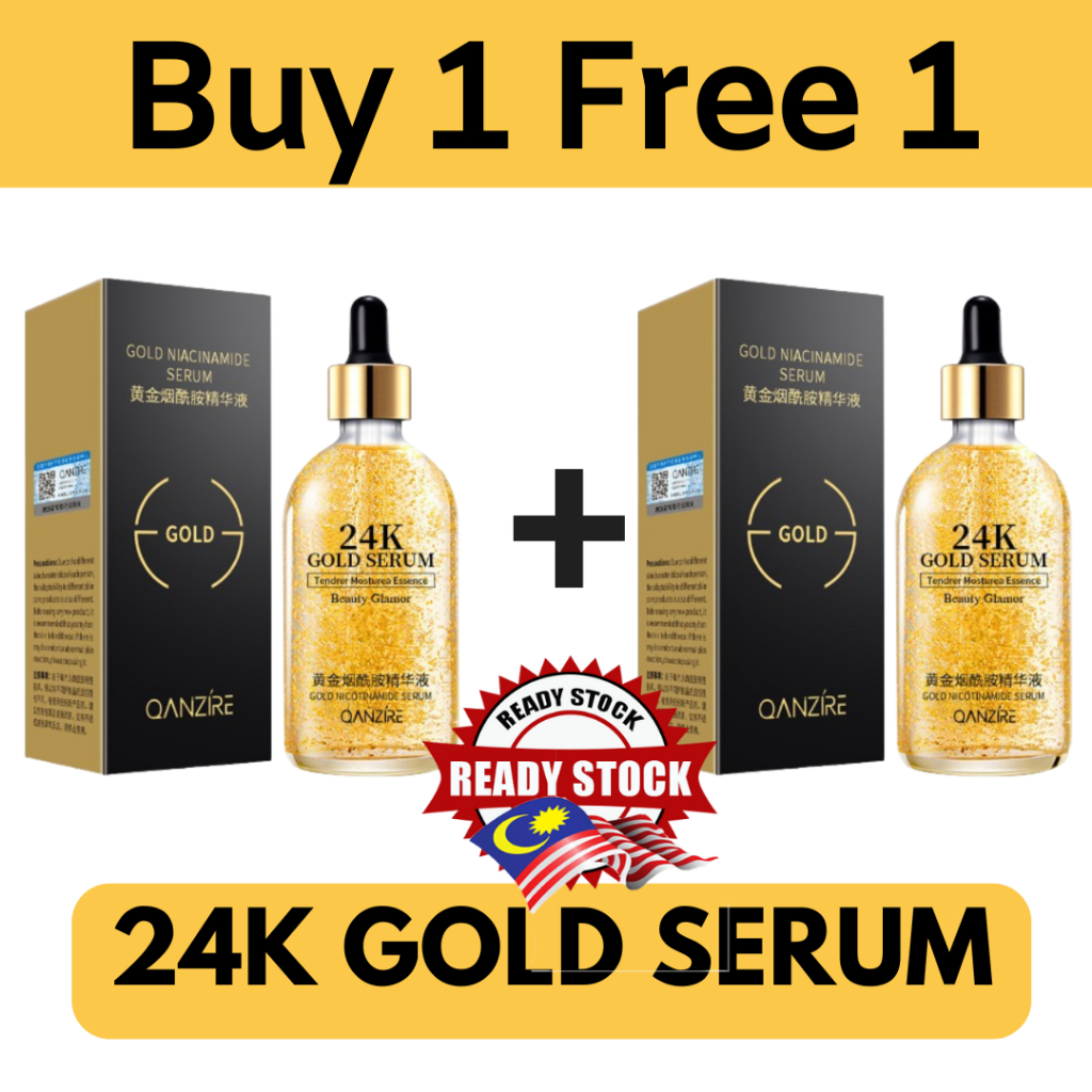 BUY 1 FREE 1 24K Gold Hyaluronic Essence Serum Muka Serum Emas 24K ...