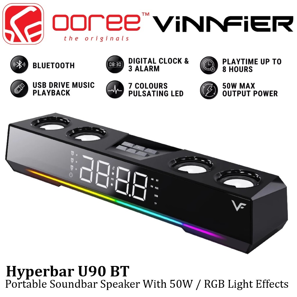 VINNFIER HYPERBAR U90 BT 50W PORTABLE SOUNDBAR BLUETOOTH SPEAKER WITH ...