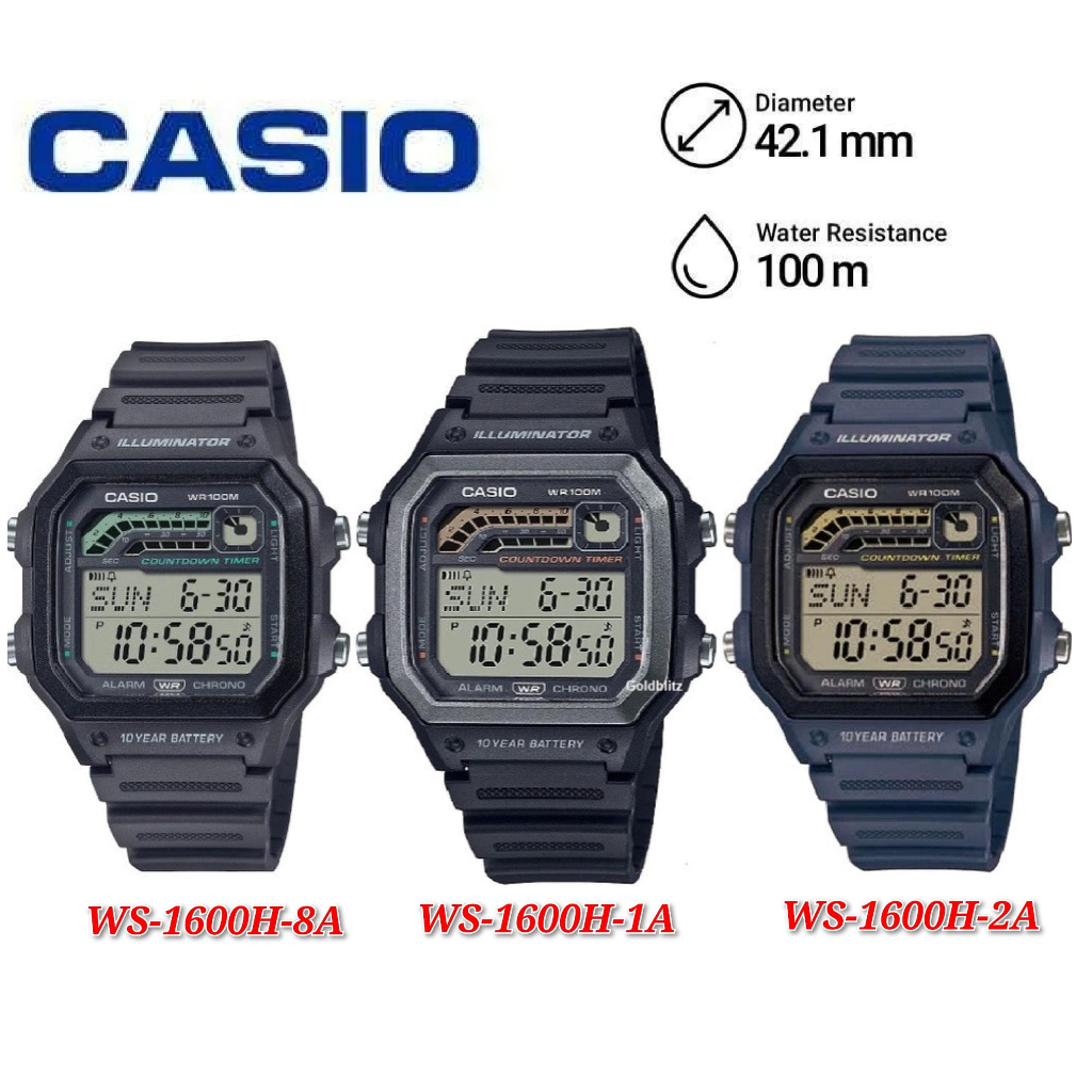 Casio Digital Men's Watch WS-1600H | Shopee Malaysia