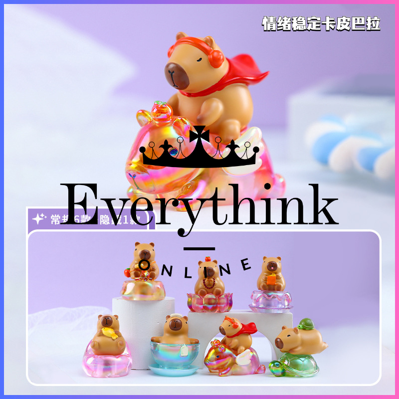 BLIND BOX TOYS CUTE EMOTIONAL CAPYBARA WITH LIGHTS BLIND BOXES FIGURINE ...