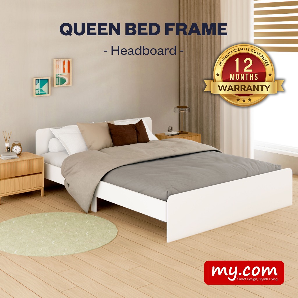 Rangka Katil/Wooden Queen Bed Frame with Headboard my.com/Katil Queen ...
