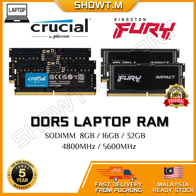 Crucial DDR5 Laptop RAM 8GB 16GB 32GB 4800MHz 5600MHz SODIMM 1.1V ...