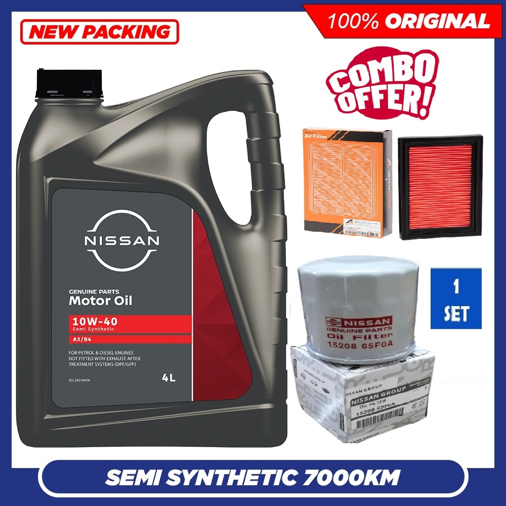 COMBO NISSAN 10W40 + OIL FILTER + AIR FILTER ENGINE OIL SEMI SYNTHETIC ...