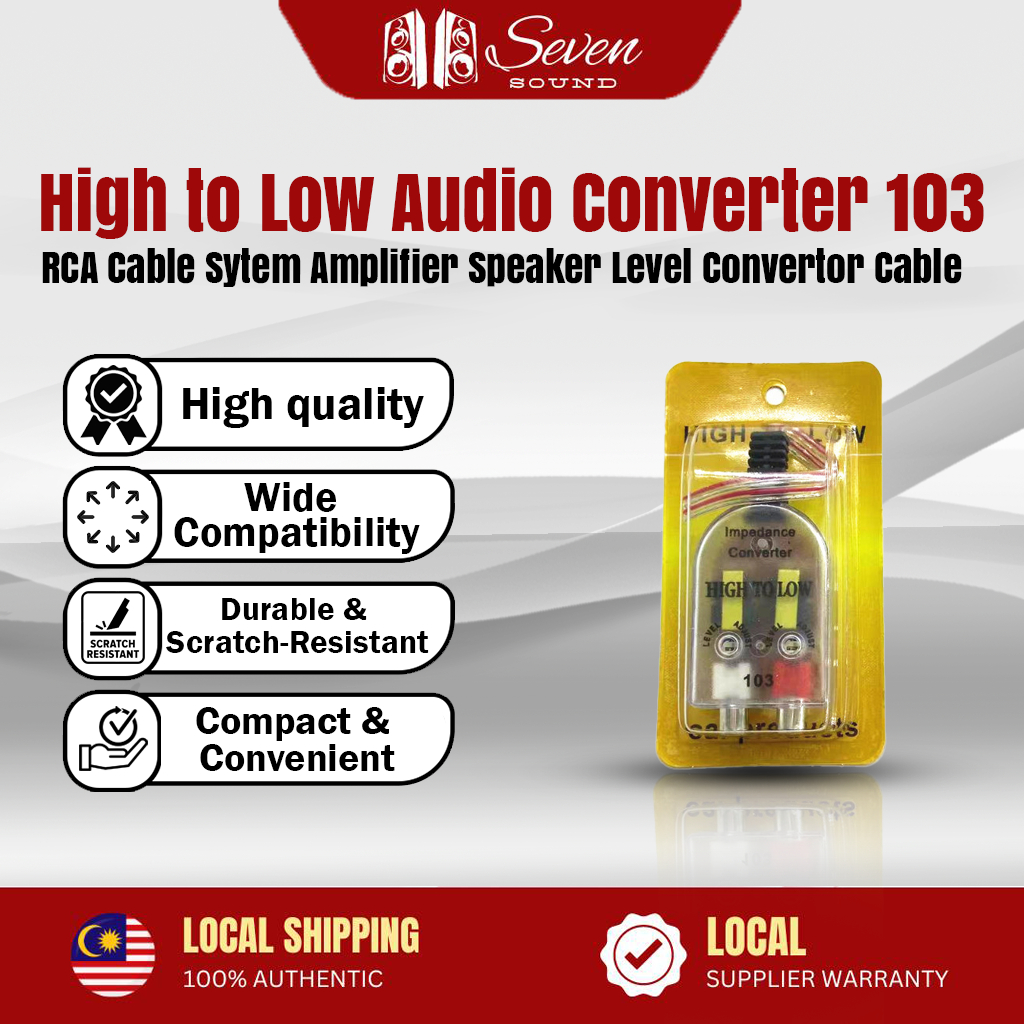 Hi To Low Car Audio Converter To RCA Cable Sytem Amplifier Speaker ...