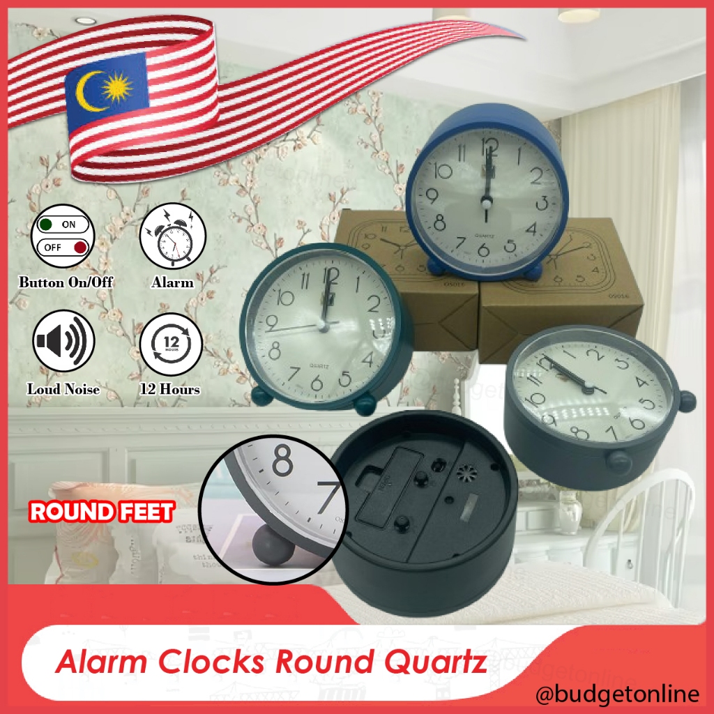 Quartz Analog Clock Mini Round Clock Mini Bed Alarm Clock /Jam Loceng ...