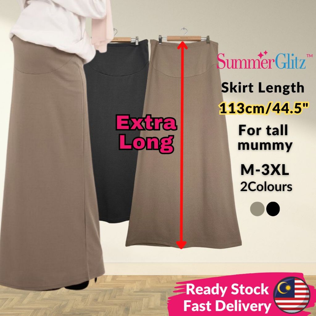 SUMMERGLITZ Maternity A Line Ironless Long Skirt For Tall Mummy Kain ...