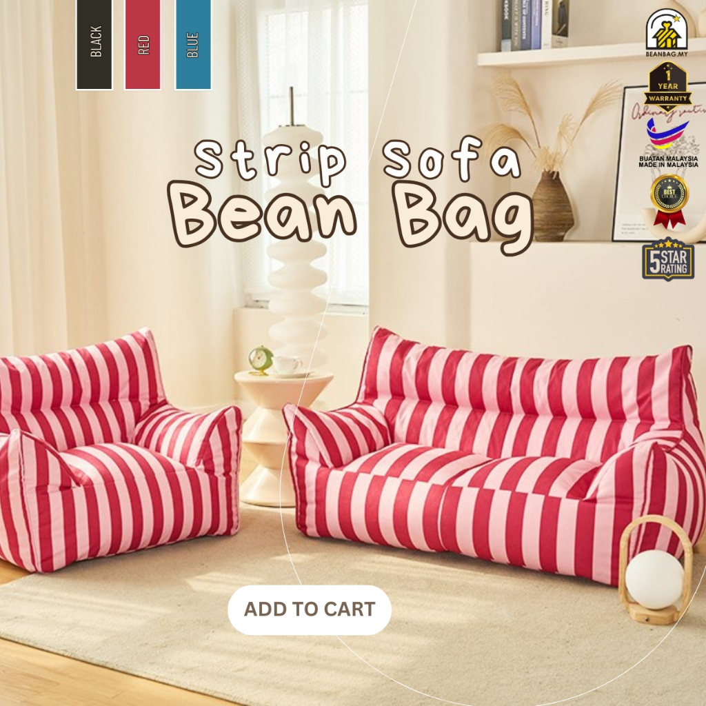 Beanbag.my™ Single & Double Seated Strip Sofa Design Bean Bag Full Set ...