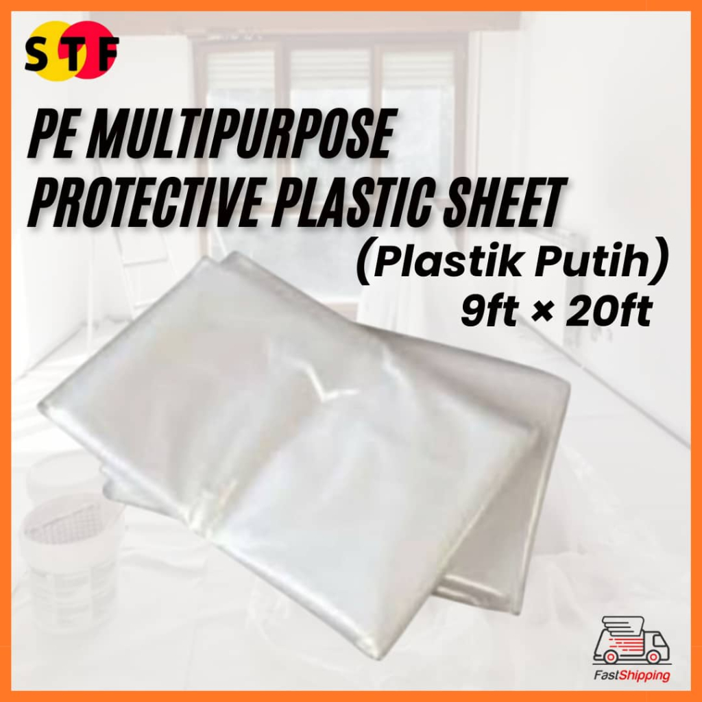 PE Multipurpose Protective Plastic Sheet (9ft x 20ft) plastic tutup ...