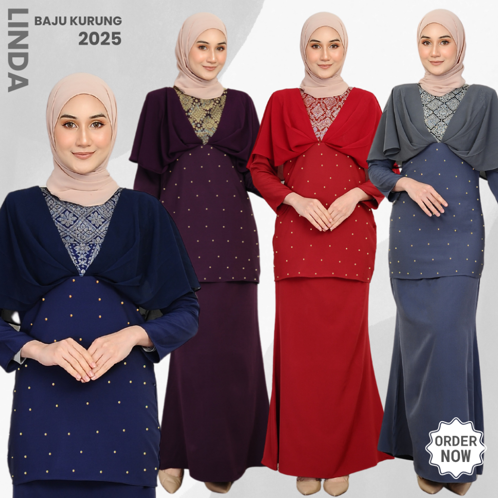 LINDA BAJU KURUNG DEWASA SONGKET RAYA 2025 NEW ARRIVAL IN 8 COLORS ...