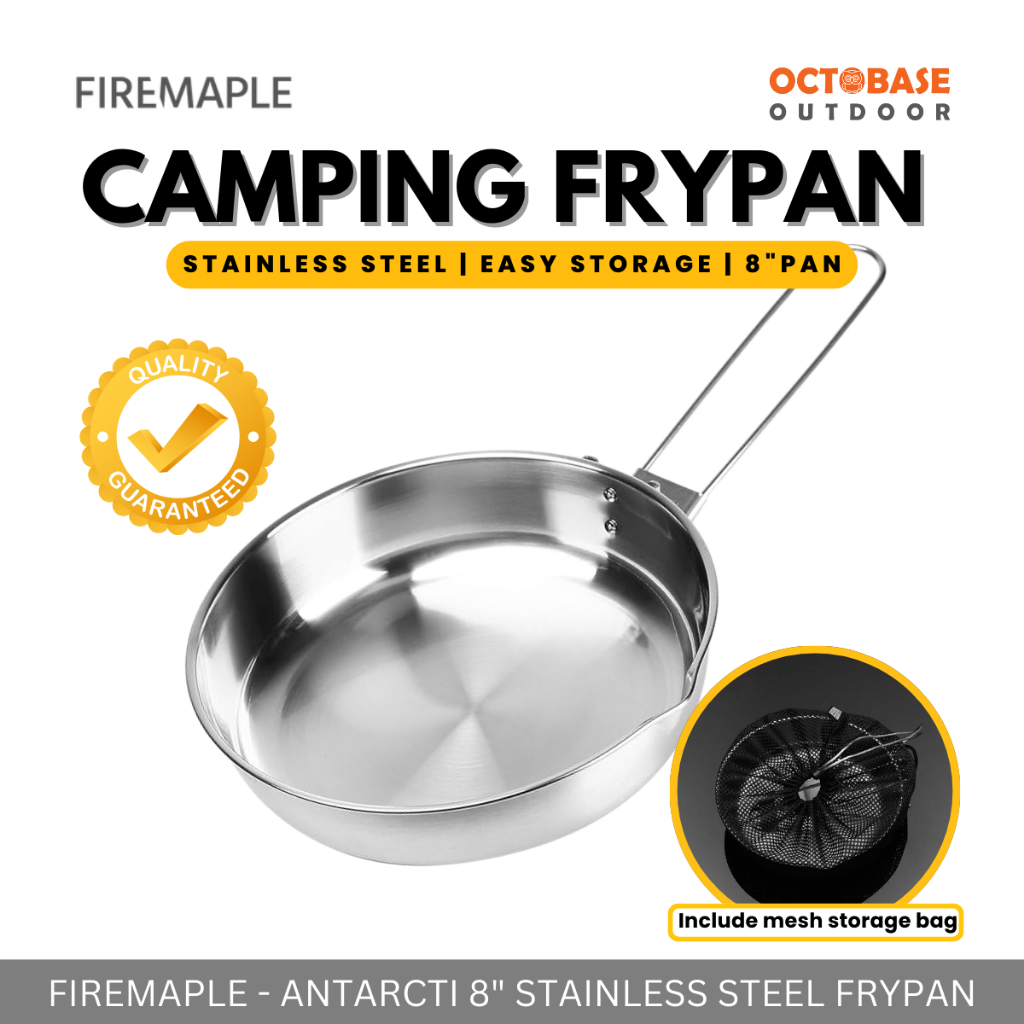 FIREMAPLE - 8 INCH CAMPING STAINLESS STEEL FRYING FOLDABLE LIGHTWEIGHT ...